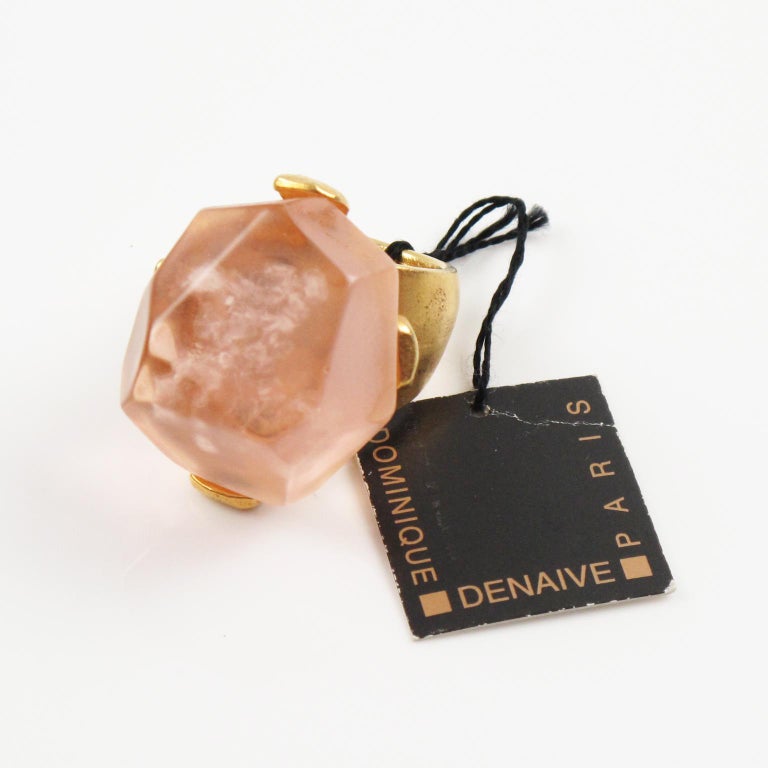 Dominique Denaive Pink Resin Rock Cocktail Ring at 1stDibs