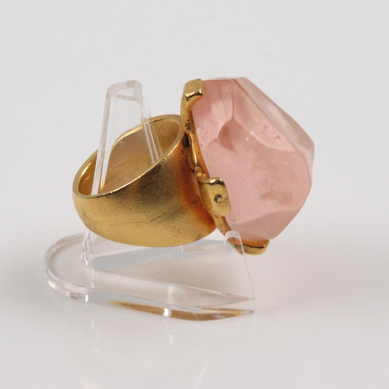 Dominique Denaive Pink Resin Rock Cocktail Ring at 1stDibs