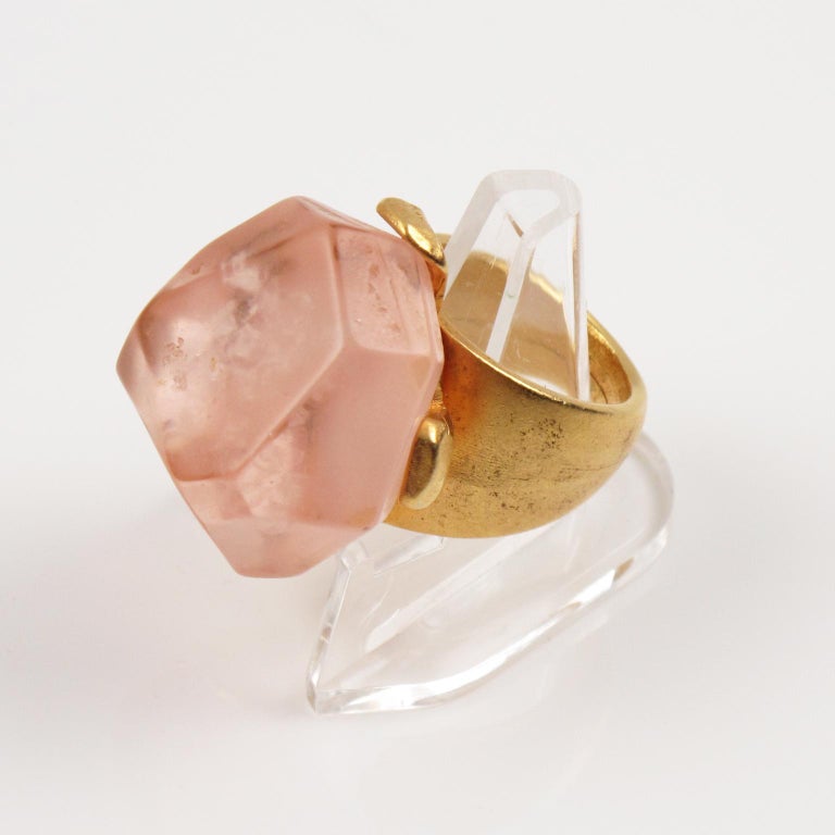 Dominique Denaive Pink Resin Rock Cocktail Ring at 1stDibs