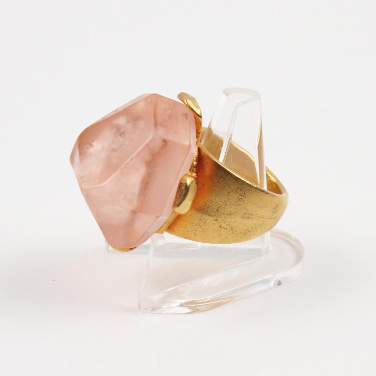 Dominique Denaive Pink Resin Rock Cocktail Ring at 1stDibs