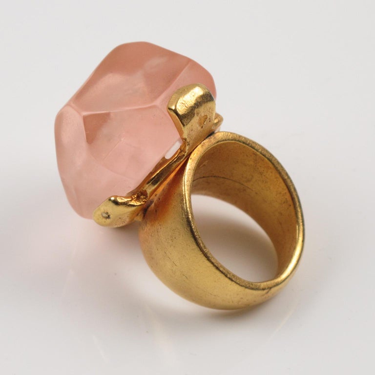 Dominique Denaive Pink Resin Rock Cocktail Ring at 1stDibs