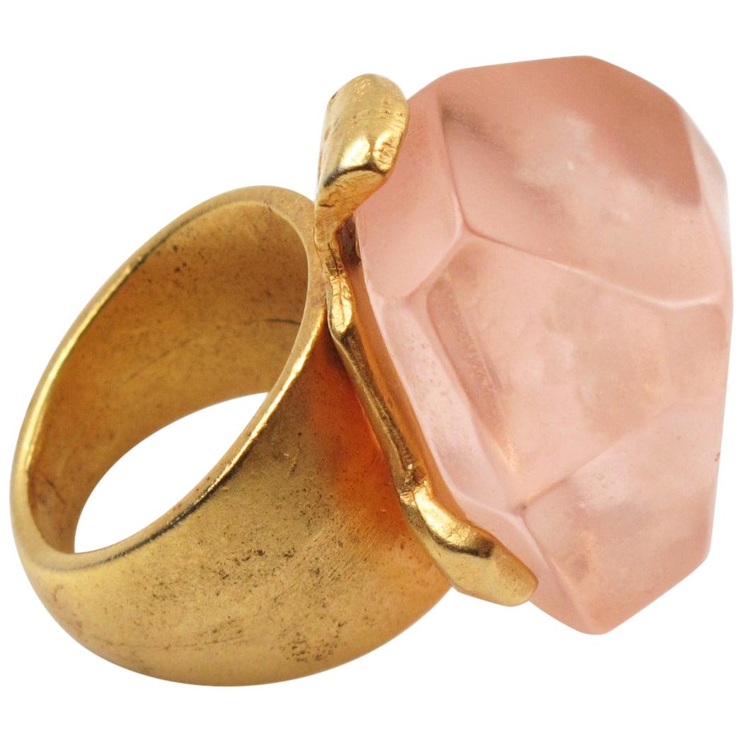 Dominique Denaive Pink Resin Rock Cocktail Ring at 1stDibs