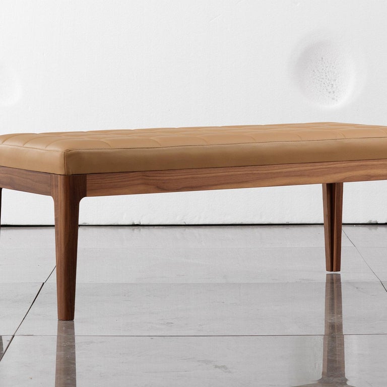 Domino Wood and Leather Bench MODO10 Collection For Sale at 1stDibs