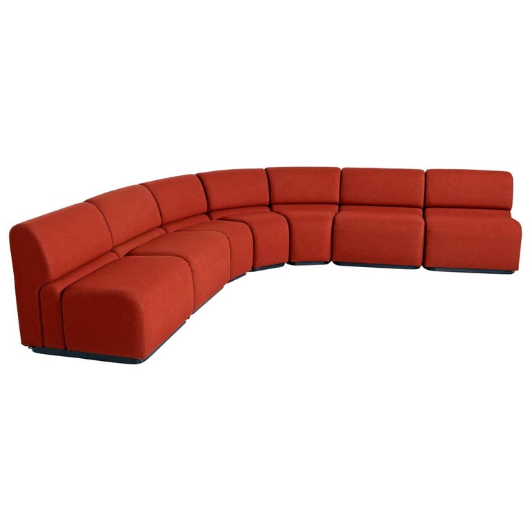 Don Chadwick Style Modular Curved Wedge Tweed Sectional Sofa by Jack ...