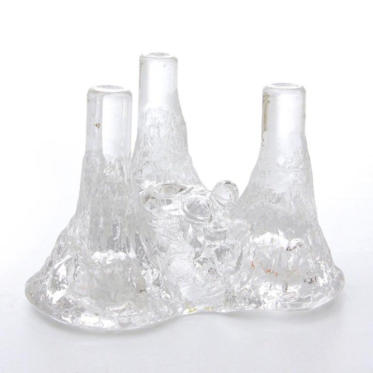 Don Shepherd Blenko Ice Glass Candle Holder, 1970s, Set of Three at 1stDibs