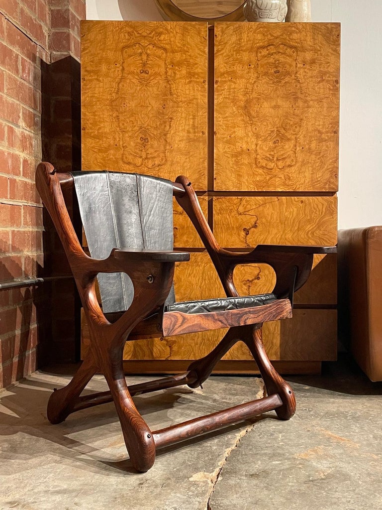 Don Shoemaker for Cocobolo Rosewood and Leather Swing Chair, Circa 1960 ...