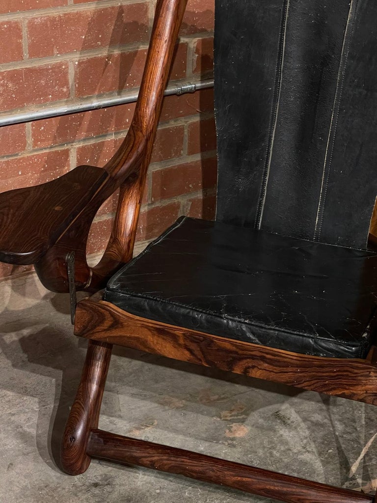 Don Shoemaker for Cocobolo Rosewood and Leather Swing Chair, Circa 1960 ...