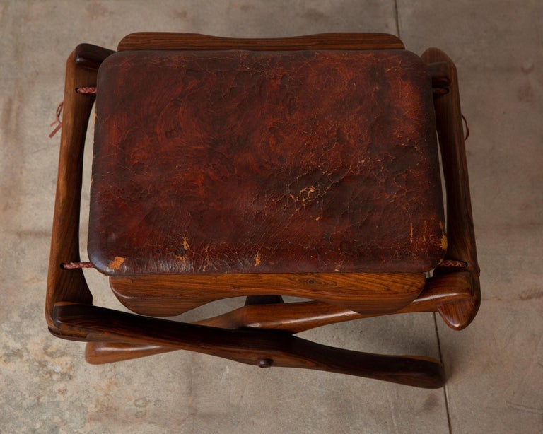 Don Shoemaker for Señal Folding Stool with Leather Seat For Sale at 1stDibs