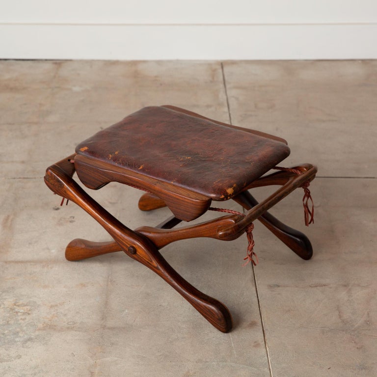 Don Shoemaker for Señal Folding Stool with Leather Seat For Sale at 1stDibs