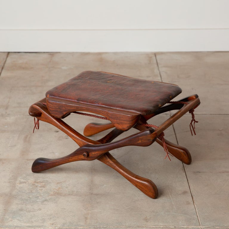 Don Shoemaker for Señal Folding Stool with Leather Seat For Sale at 1stDibs