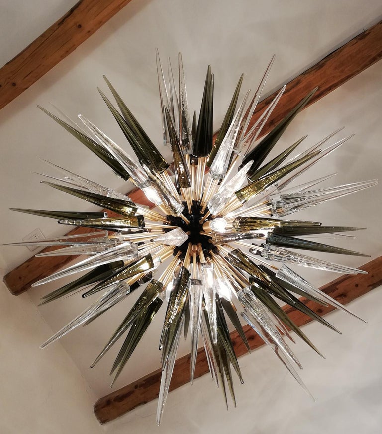 Dona Furnace Mid-Century Modern Crystal Grey Murano Glass Chandelier ...
