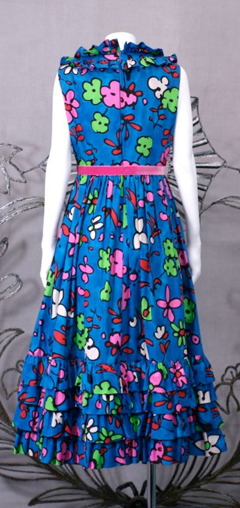 Donald Brooks Cotton Floral Summer Party Dress For Sale at 1stDibs