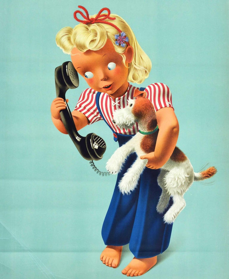 Donald Brun - Original Vintage Poster Telephonez! Swiss Telecom Girl ...
