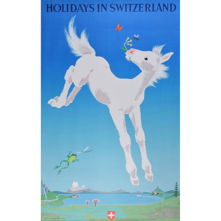 Donald Brun - Travel Poster: Donald Brun Holidays in Switzerland 1949 ...
