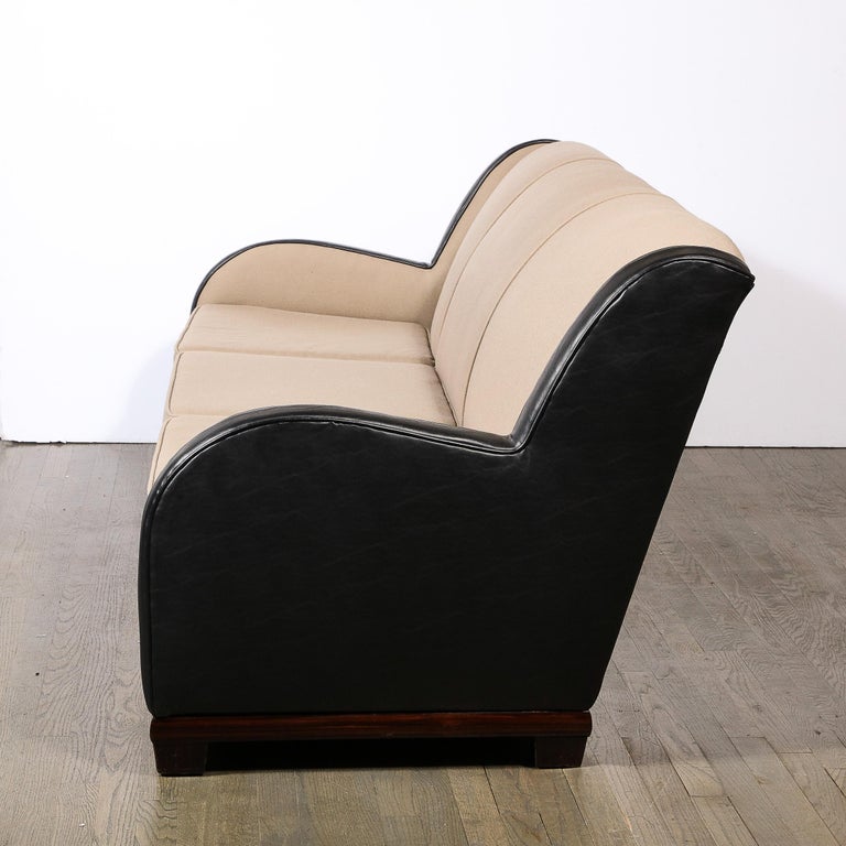 Donald Deskey Art Deco Black Leather/Taupe Cashmere Radio City Music ...