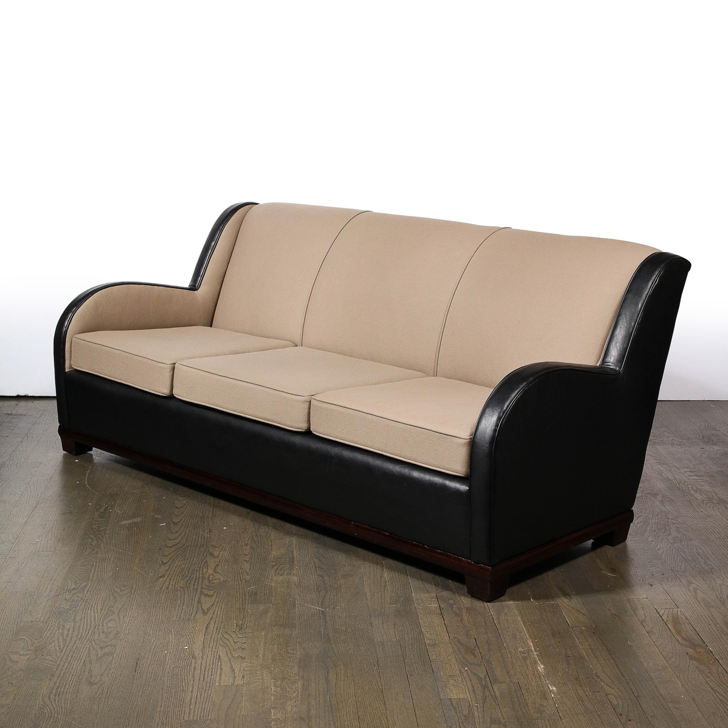 Donald Deskey Art Deco Black Leather/Taupe Cashmere Radio City Music ...