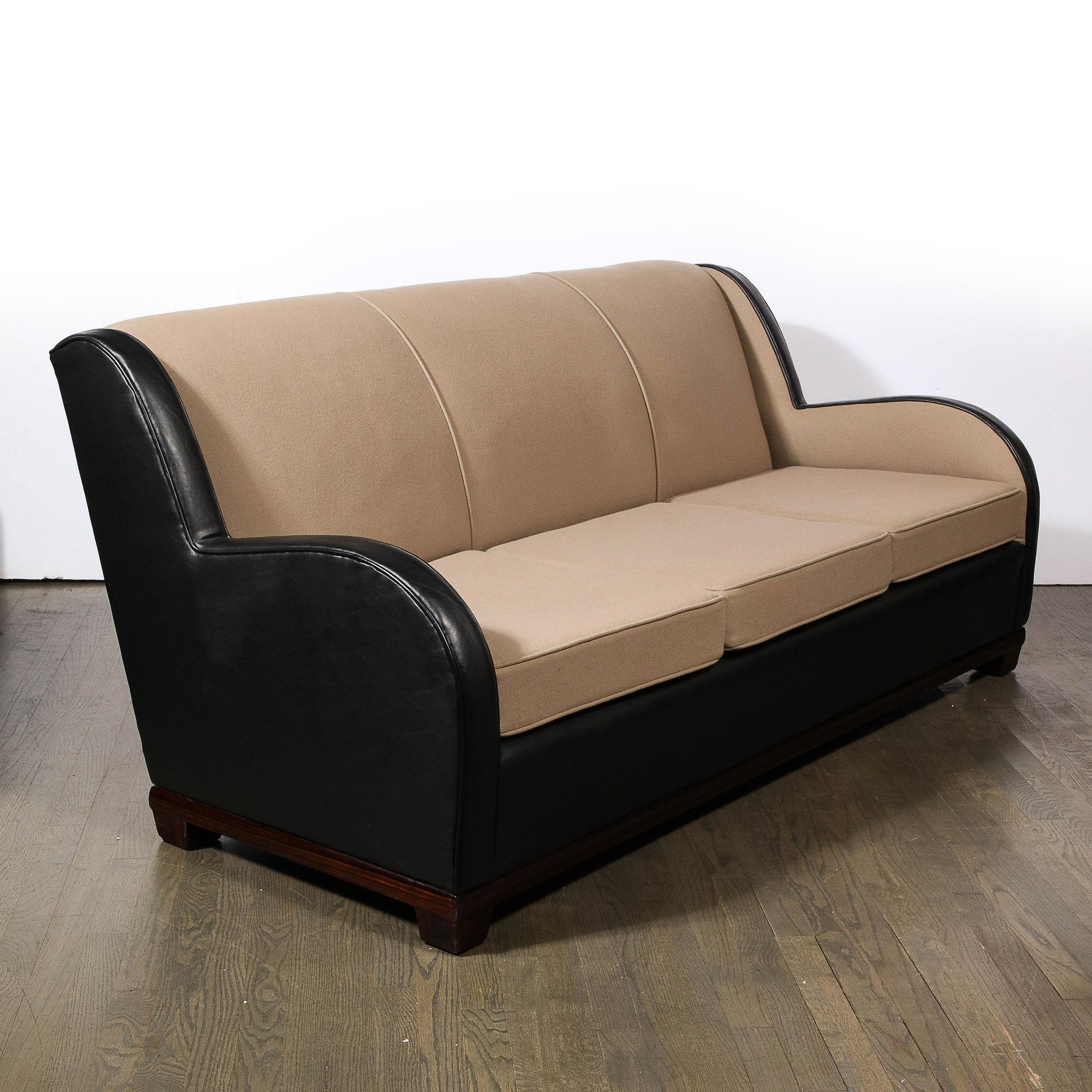 Donald Deskey Art Deco Black Leather/Taupe Cashmere Radio City Music ...