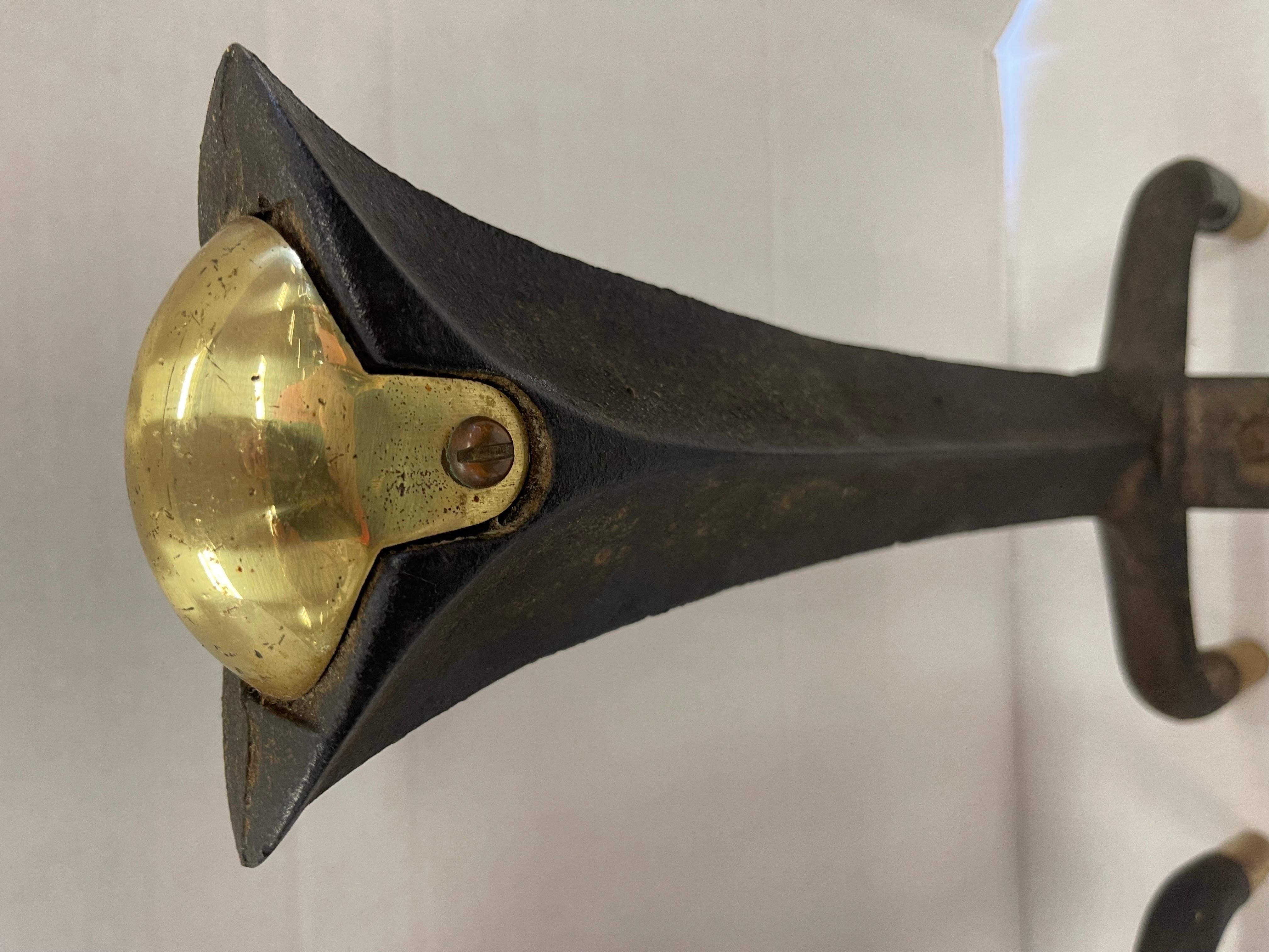 Donald Deskey Bennett Cast Iron and Brass Coveted Andirons For Sale at ...