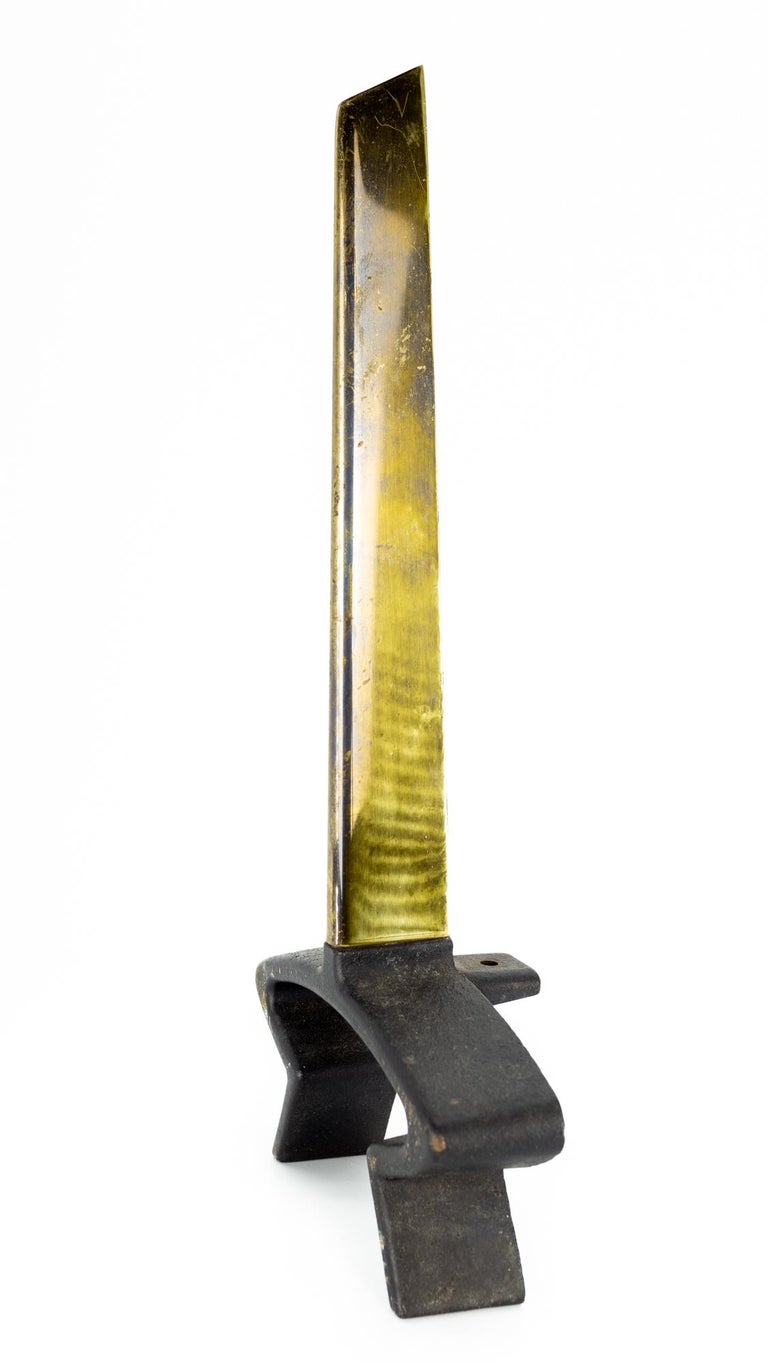 Donald Deskey for Bennett Mid-Century Iron and Brass Andirons Fireplace ...