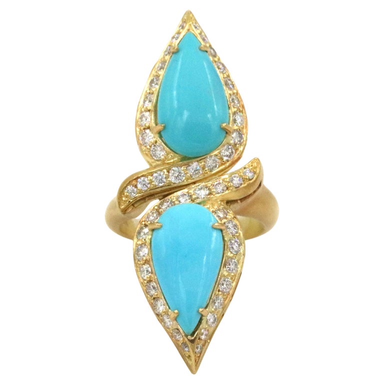 Donald Huber Türkis- und Diamantring mit 1,00 Karat Diamanten in 18K YG ...