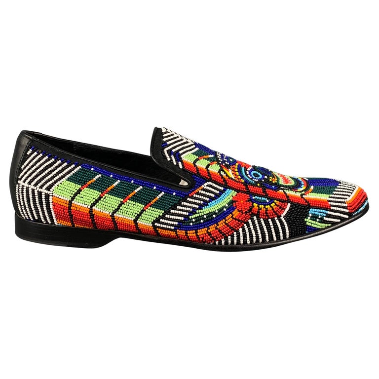 DONALD J PLINER SIGNATURE Size 9.5 Multi-Color Beaded Leather Slip On ...
