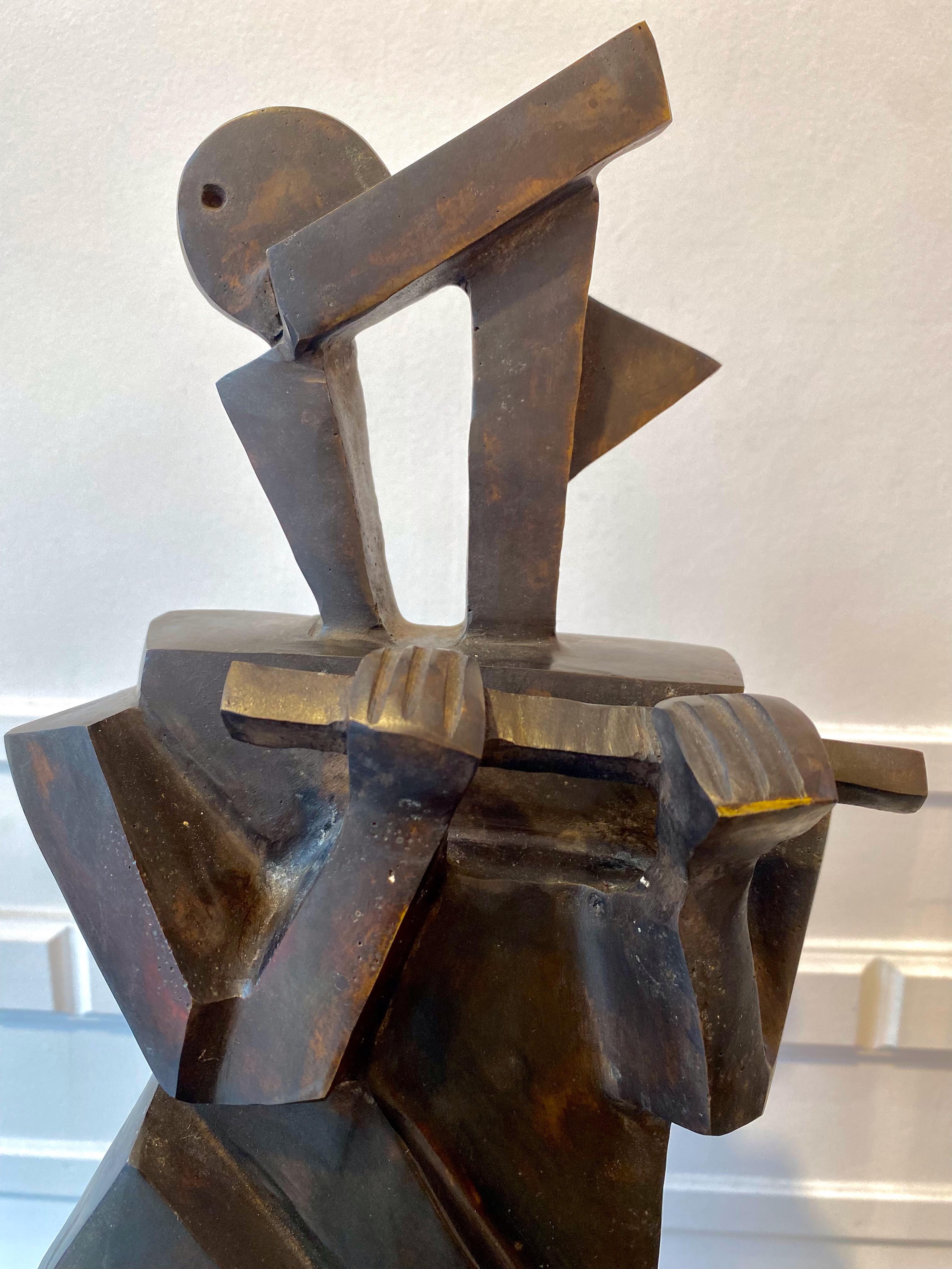 Donald Laborie - The Flautist - Cubist Bronze For Sale at 1stDibs