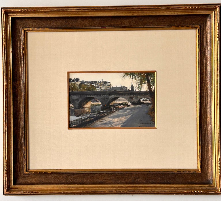 Donald Teague - Fall Morning, Paris watercolor of the Siene and a ...