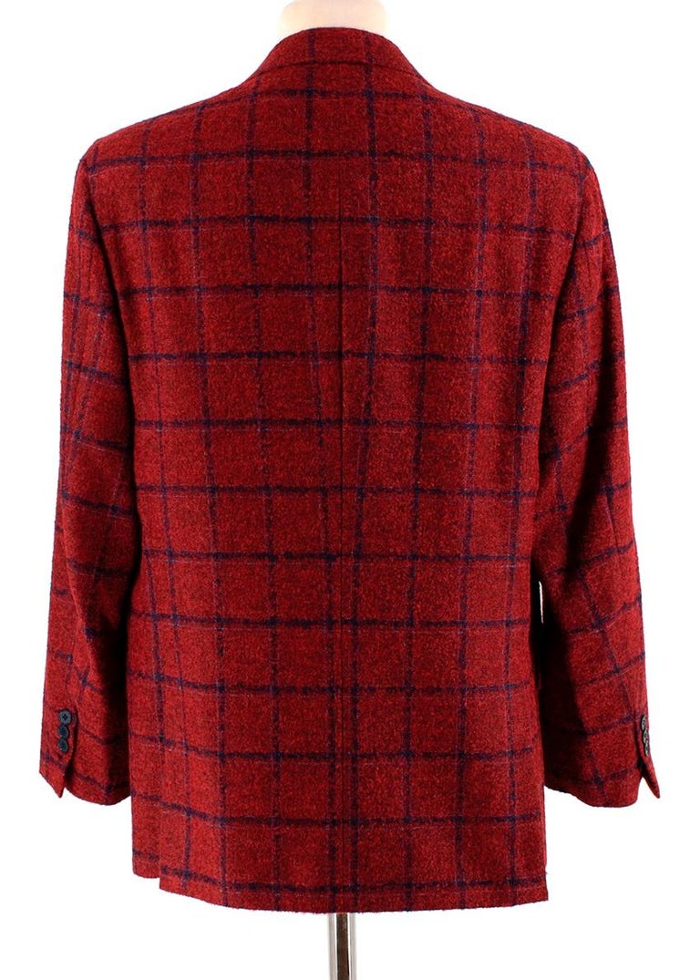 Donato Liguori Red Checkered Cashmere Blend Tailored Jacket - Size ...
