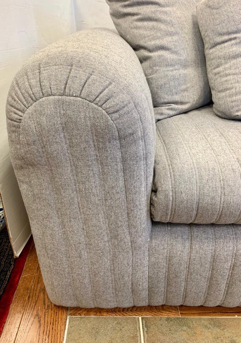 Donghia Designed by John Hutton Gray Wool Sofa with Channel Stitching ...