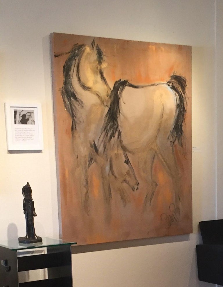 Donna Bernstein - Horses at Sunrise, Painting, Acrylic on Other For ...