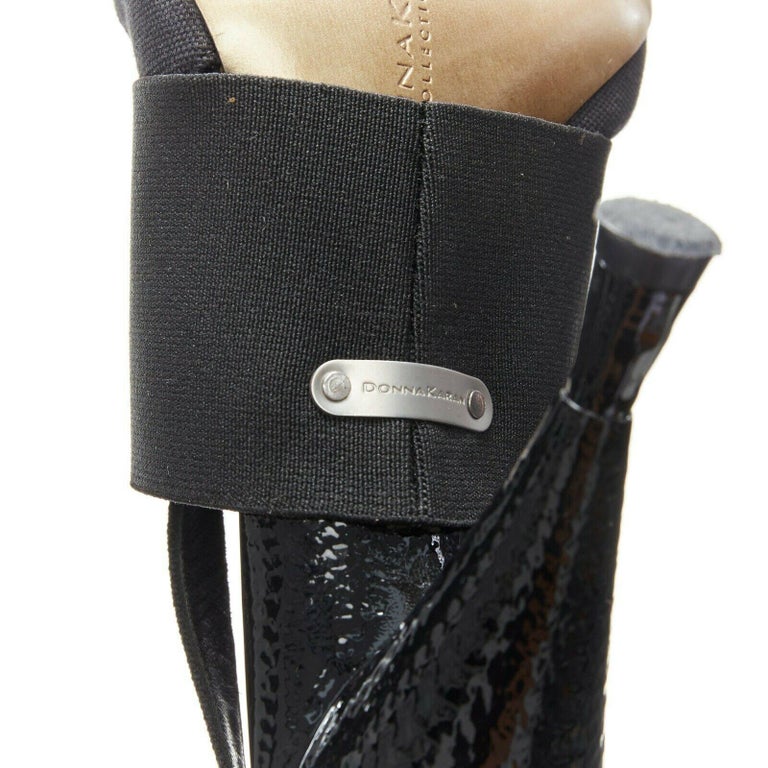 DONNA KARAN Collection black multi nylon spandex slingback sculpt hi ...