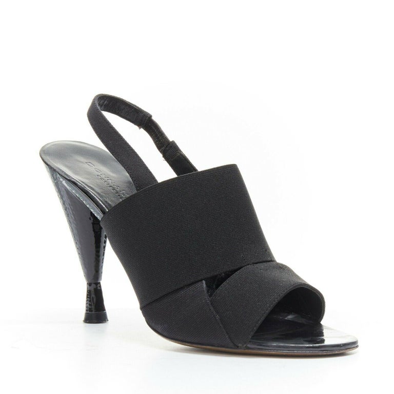DONNA KARAN Collection black multi nylon spandex slingback sculpt hi ...