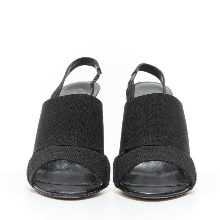 DONNA KARAN Collection black multi nylon spandex slingback sculpt hi ...