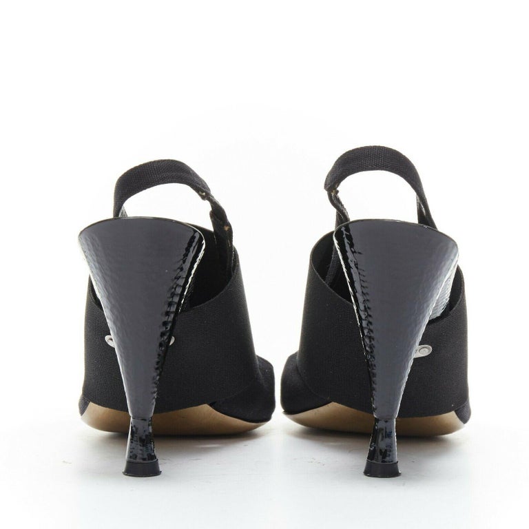 DONNA KARAN Collection black multi nylon spandex slingback sculpt hi ...