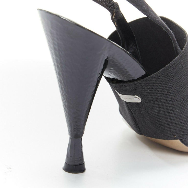 DONNA KARAN Collection black multi nylon spandex slingback sculpt hi ...
