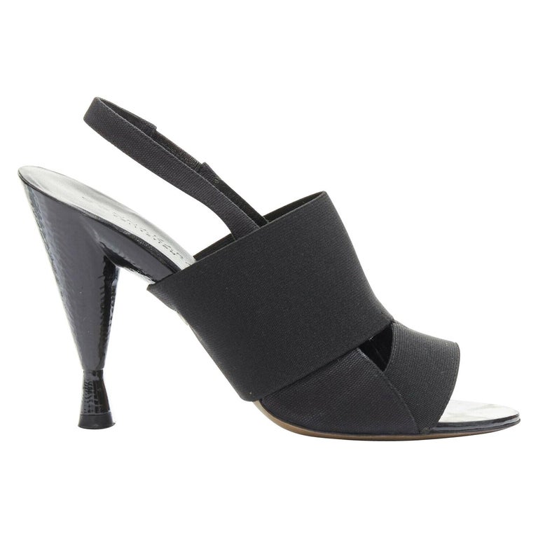 DONNA KARAN Collection black multi nylon spandex slingback sculpt hi ...