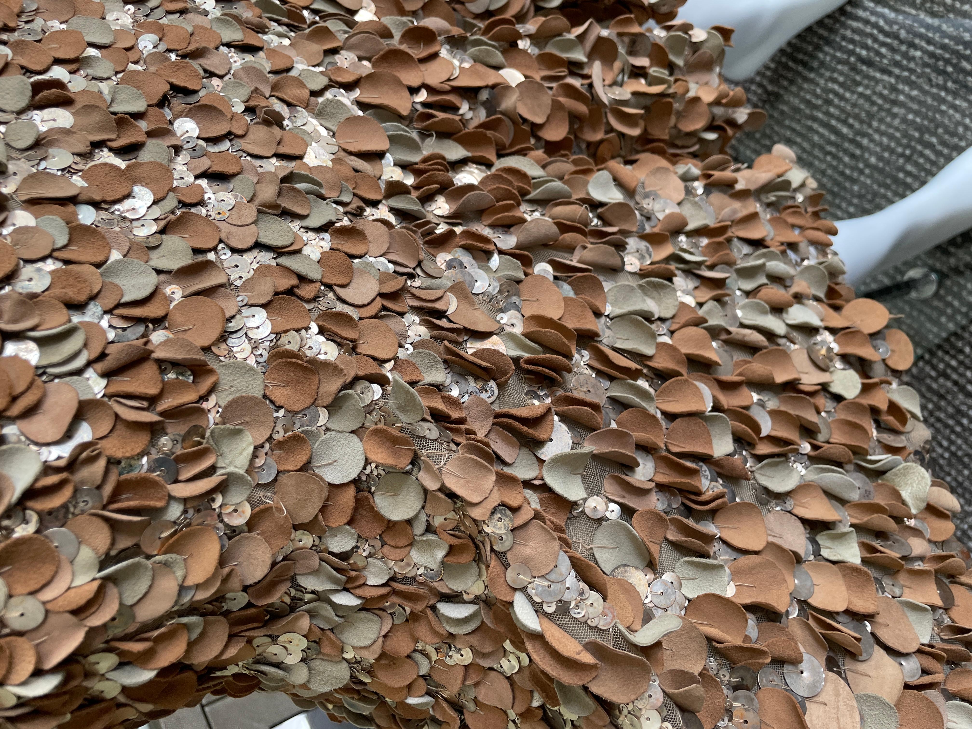 Donna Karan Vintage Cocktail Dress w Leather and Metal Fish Scale ...