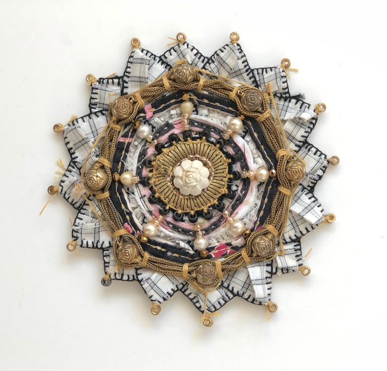 Donna Sharrett - Bud 429, Pink, Black and White, Gold Roses Mixed Media ...