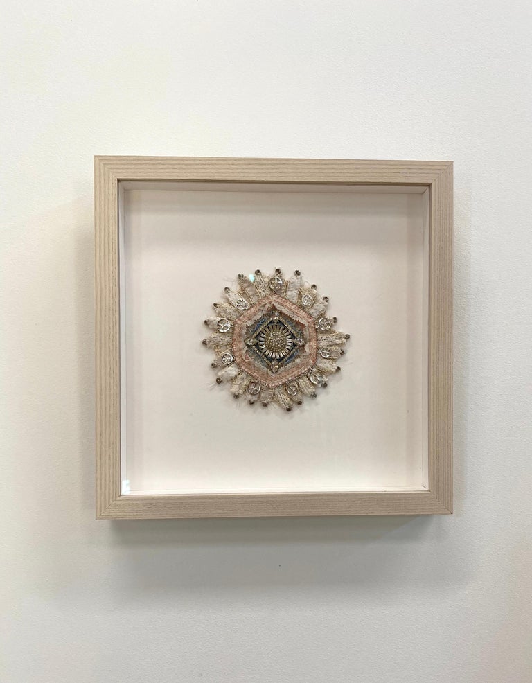 Donna Sharrett - Bud 620, Mixed Media Textile Mandala, Pink, Ivory ...