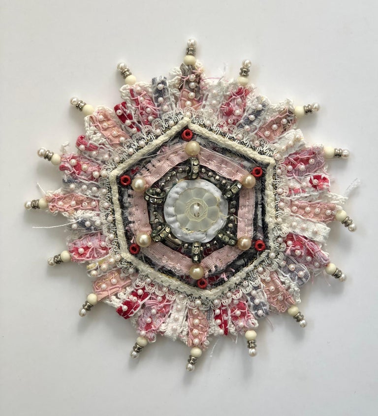 Donna Sharrett - Bud 929, Mixed Media Textile Mandala, Pink, Magenta ...