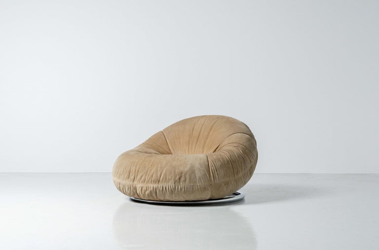 Donut Shaped Lounge Chair in Suede Italy, 1970s at 1stDibs