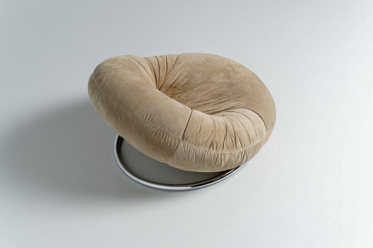Donut Shaped Lounge Chair in Suede Italy, 1970s at 1stDibs