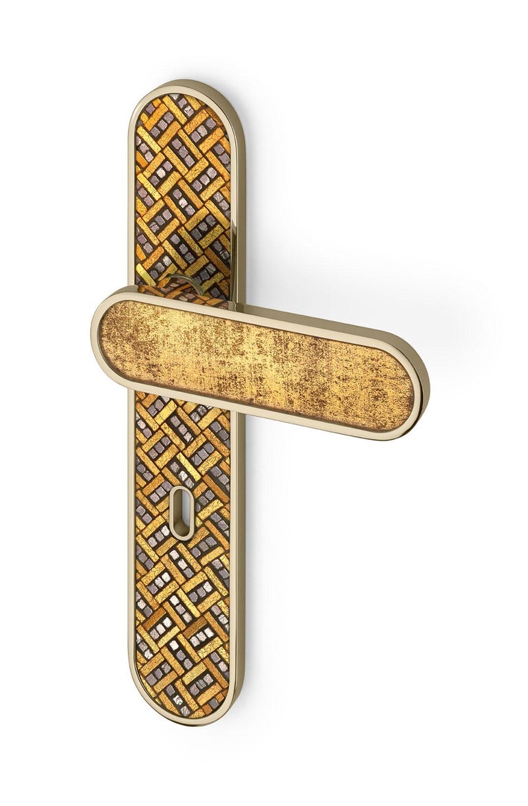 Door Handle Aluminum Plate Brass Handle Body Polished Champagne Finish ...