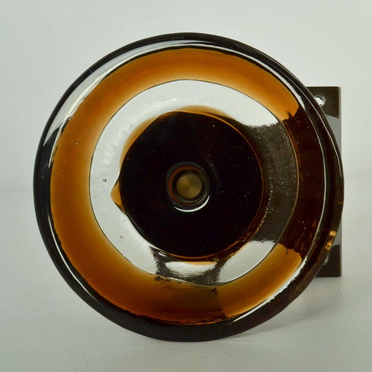 Door Handle Round Push Pull in Clear and Amber Glass For Sale at 1stDibs
