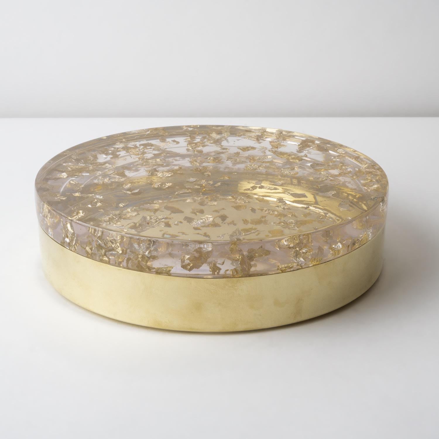 Dorado Brass and Gold Leaf in Resin Decorative Large and Small Box Set ...