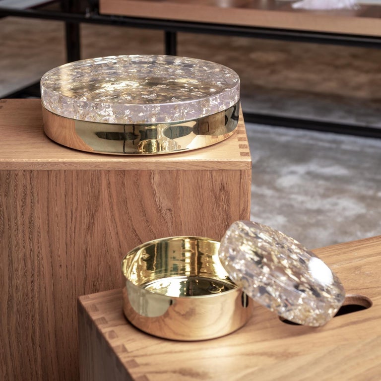Dorado Brass and Gold Leaf In Resin Small Decorative Box For Sale at ...
