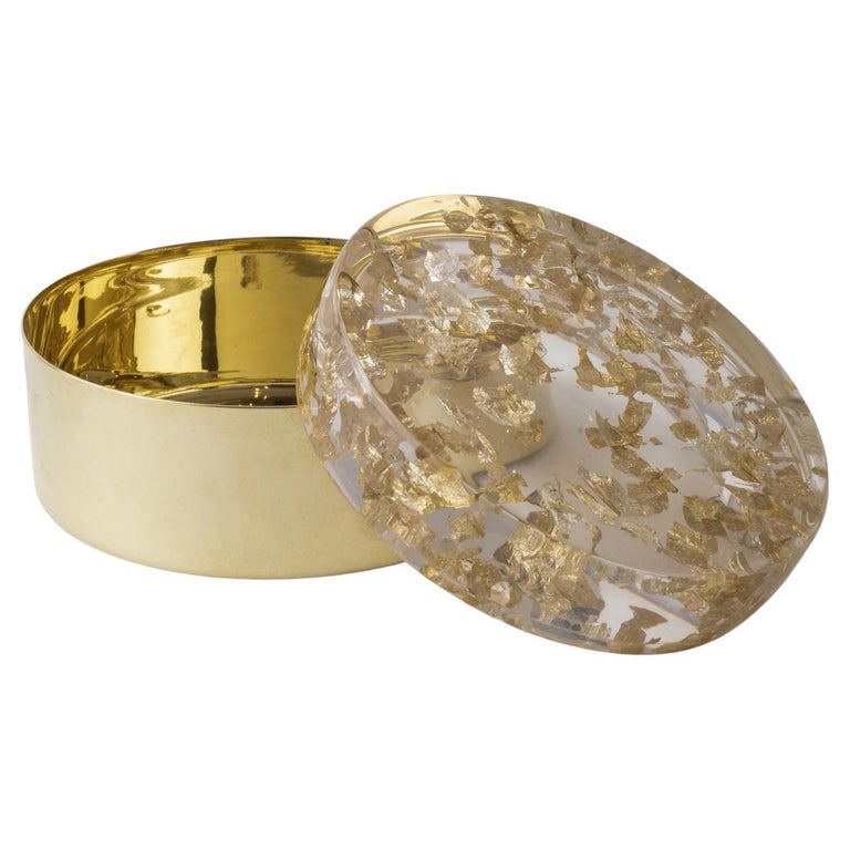 Dorado Brass and Gold Leaf In Resin Small Decorative Box For Sale at ...
