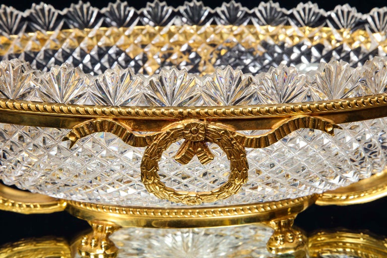 Dore Bronze Mtd. Baccarat Crystal 'Attributed' Centerpiece on Mirrored ...