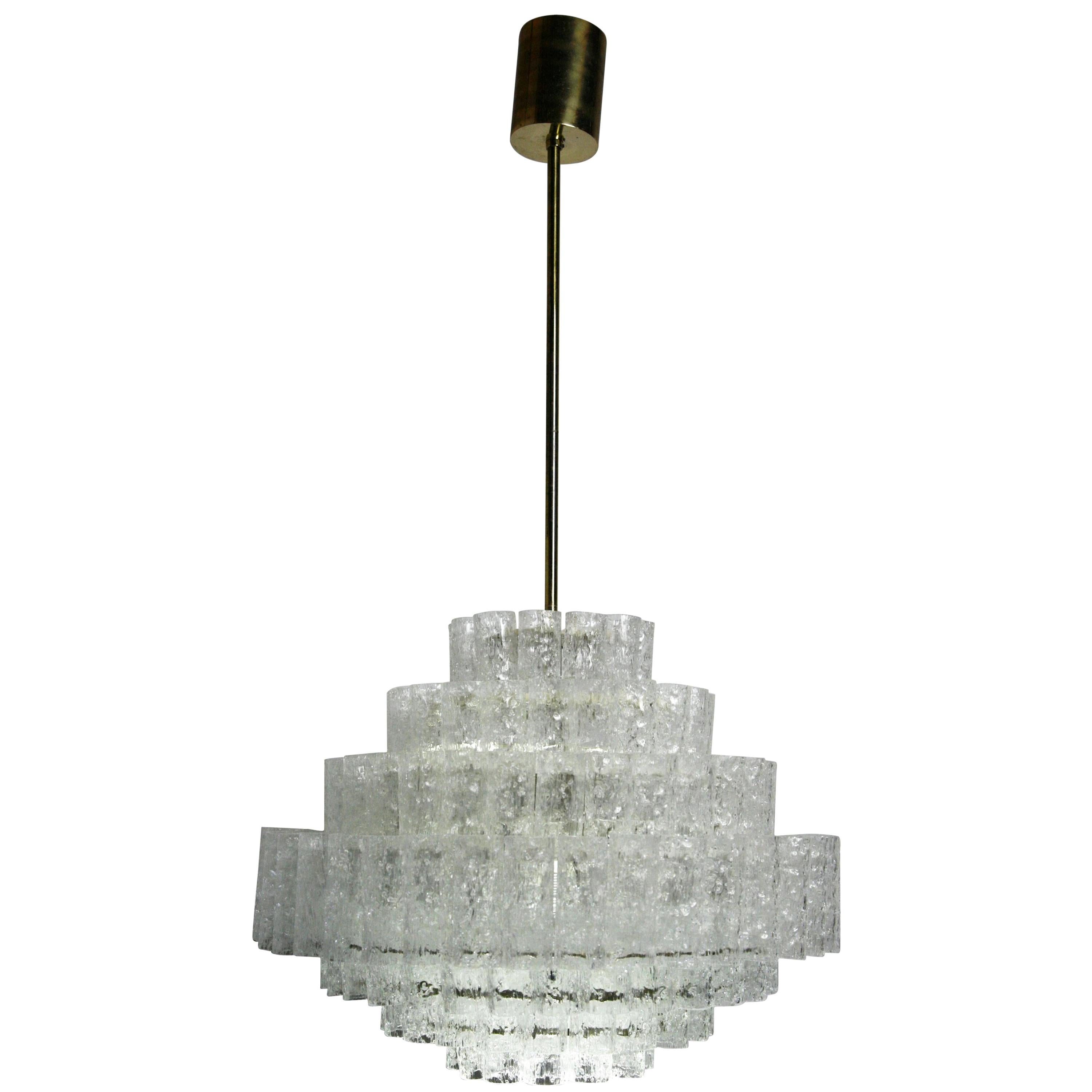 Stuning Scolari Era Octagonal Shape Brass and Glass Tube Chandelier at ...