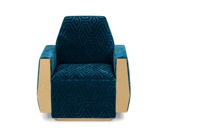 Doris Armchair in Teal Blue Velvet For Sale at 1stdibs